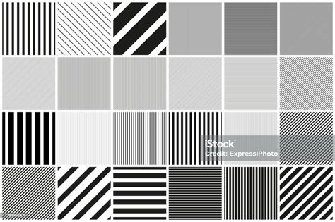 벡터 원활한 스트라이프 패턴의 컬렉션입니다 수직 수평 및 대각선 끝없는 텍스처 기하학적 반복 가능한 배경입니다 흑백 특이한 프린트 0명에 대한 스톡 벡터 아트 및 기타