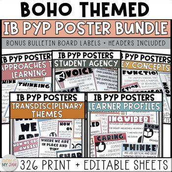 IB PYP Unit Of Inquiry Bulletin Board Bundle Posters Boho Themed