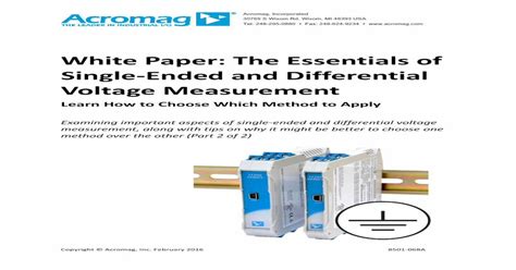 Pdf Single Ended Vs Differential Voltage Measurement Part 2 Of 2
