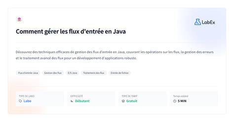 Comment Gérer Les Flux Dentrée En Java Labex