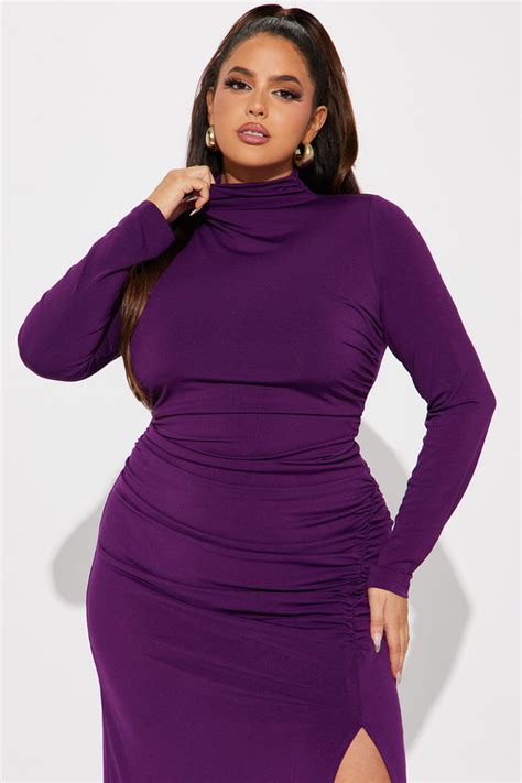 Nat Ruched Maxi Dress Eggplant Fashion Nova