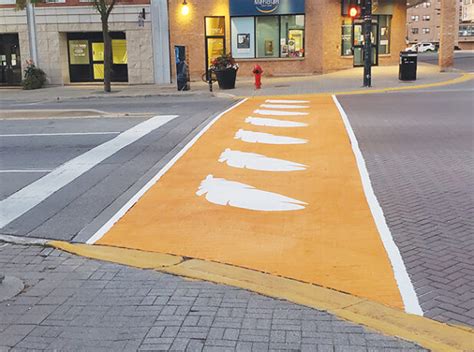 Orange Crosswalk Installed At Broadway And First St Orangeville Citizen