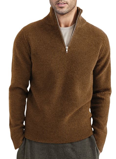Jmierr Mens Quarter Zip Sweaters Mock Neck Polo Polluver Knit Sweater