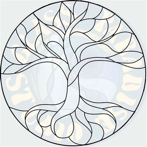 Tree Of Life Stained Glass Pattern PDF Digital File Circle And Square