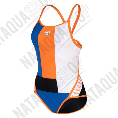 W Arena Icons Swimsuit Super Fly Back Panel Bleu Orange Arena Maillot