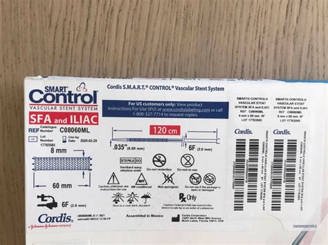 New Cordis C08060ml S M A R T Control Vascular Stent System 8mm X 60mm X 6f X Disposables