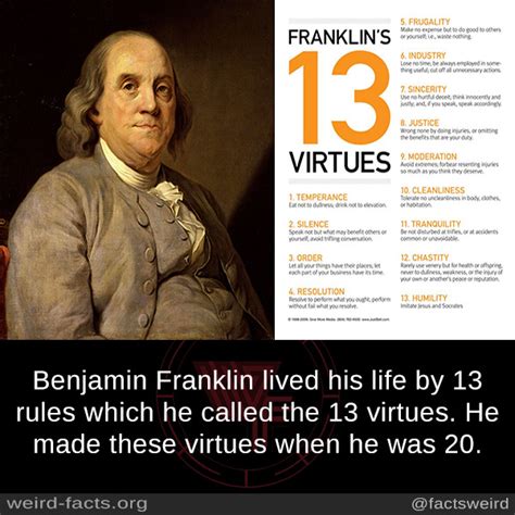 Weird Facts — Benjamin Franklin Lived His Life By 13 Rules Which