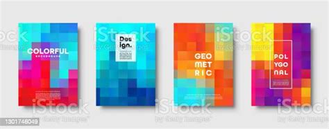 사각형과 다각형 추상적 배경 다채로운 그라데이션 디자인 낮은 폴리 기하학적 사각형 모양 현대 배너 벡터 일러스트레이션 3차원 형태에 대한 스톡 벡터 아트 및 기타 이미지