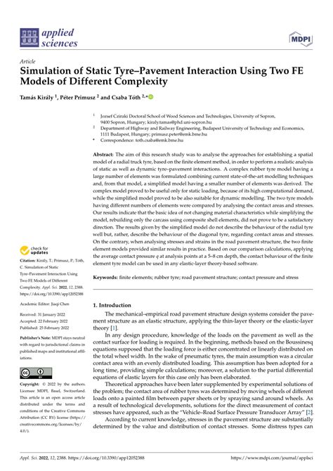 pdf simulation of static tyre pavement interaction using two fe