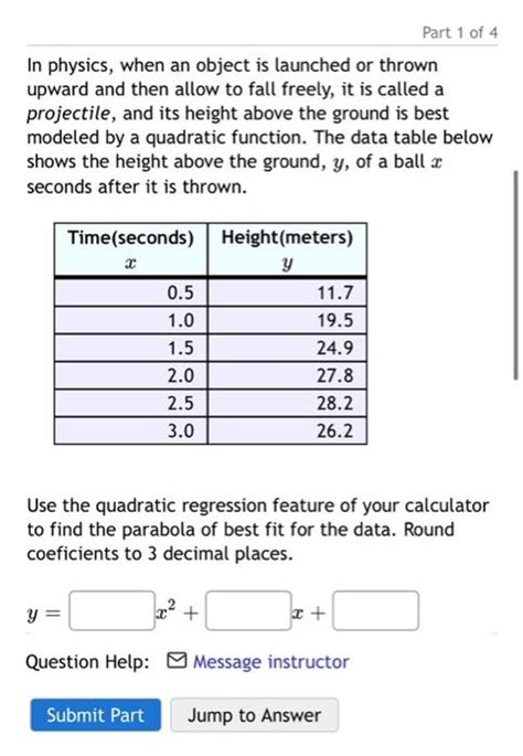 solved the table below shows the height h t in meters of