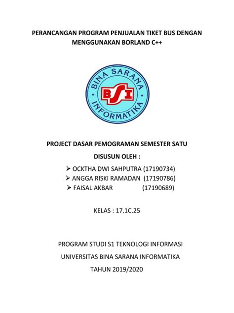 Perancangan Program Penjualan Tiket Bus Dengan Menggunakan Borland C Pdf
