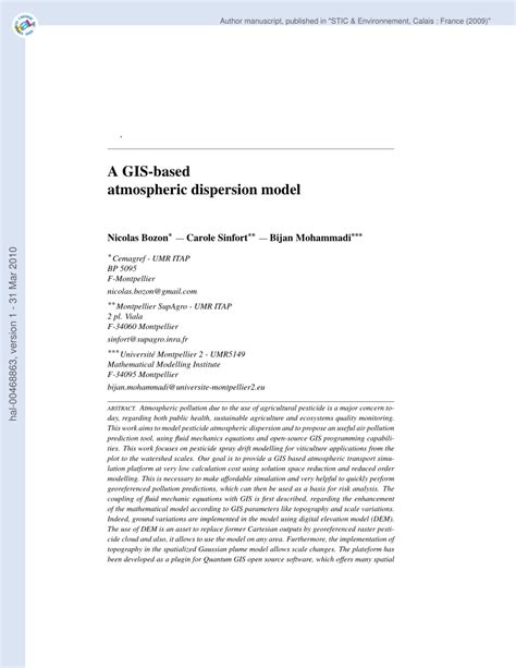 Pdf A Gis Based Atmospheric Dispersion Model