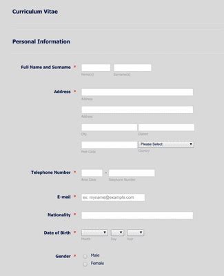 CV Form Template Jotform