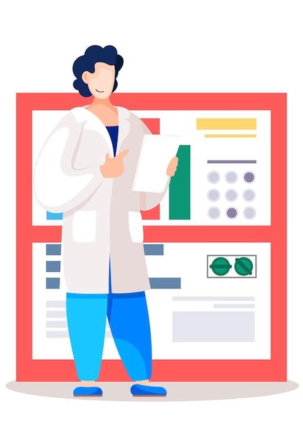 Premium Vector Man Analyzes Graphs And Charts On The Background Smiling Guy Points To The