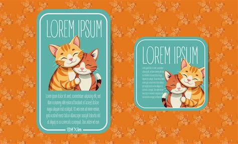 El abrazo amoroso de dos gatos plantilla de publicación Vector Premium