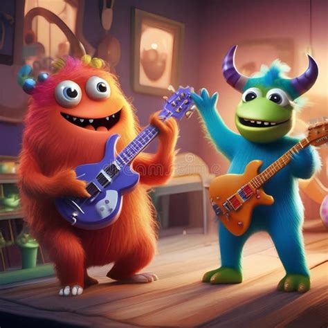 Cute And Quirky Monsters Playing Musical Instruments In A Band Playful And Imaginative