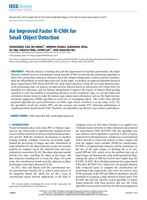 Pdf An Improved Faster R Cnn For Small Object Detection