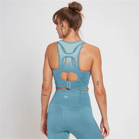 Mp Womens Velocity Ultra Seamless Sports Bra Stone Blue Myprotein™