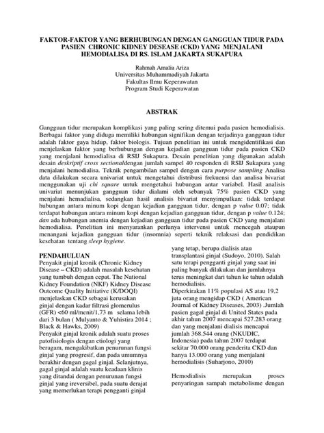 Faktor Faktor Yang Berhubungan Dengan Gangguan Tidur Pada Pasien