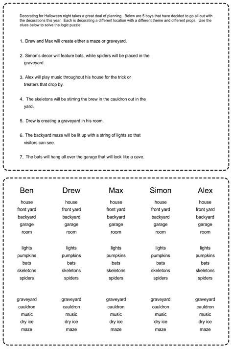 Free Printable Halloween Logic Puzzles Printable Logic Puzzles