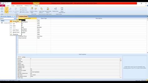 Microsoft Access Creating Tables Youtube