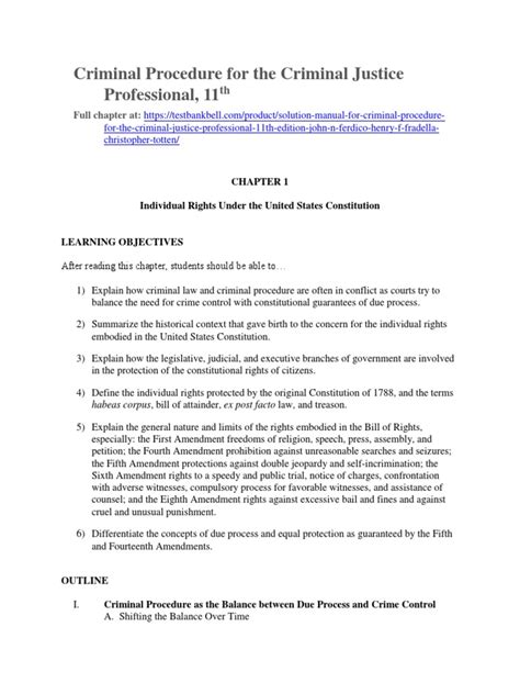 Solution Manual For Criminal Procedure For The Criminal Justice