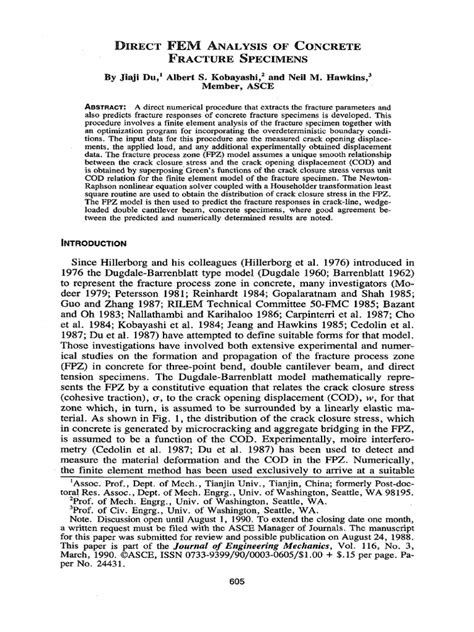 Direct Fem Analysis Of Concrete Pdf Fracture Finite Element Method