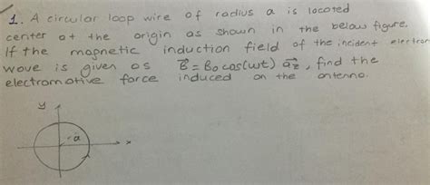 Solved Origin As Electron 1 A Circular Loop Wire Of Radius