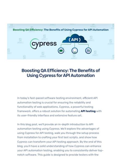 Boosting Qa Efficiency Benefits Of Cypress For Api Automation Pdf