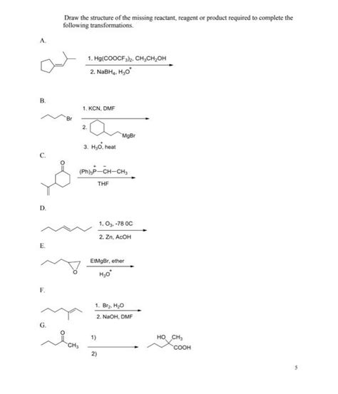 solved draw the structure of the missing reactant reagent