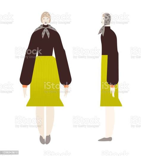 얼굴과 프로필에 유행 옷에 전체 성장에 여성의 그림 다른 위치에 있는 소녀 개념에 대한 스톡 벡터 아트 및 기타 이미지 개념