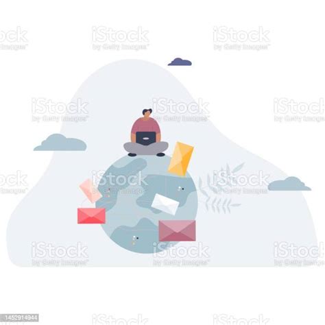 전 세계의 글로벌 네트워킹 및 데이터 연결 링크 소셜 미디어 또는 인터넷 Vector 그림을 사용한 정보 교환 개념에 대한 스톡