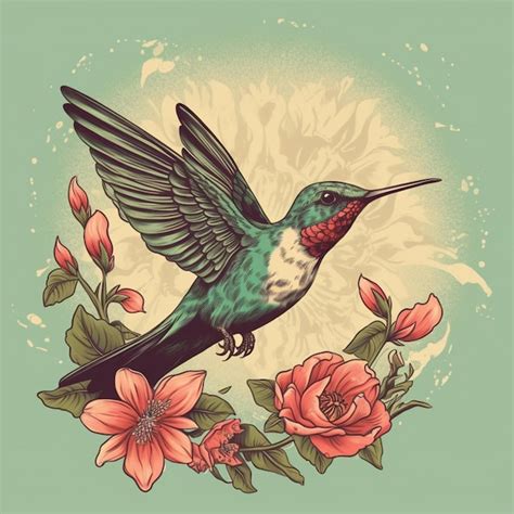 Premium Photo There Is A Hummingbird Flying Over A Flower Filled