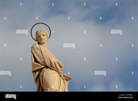 Statue Of Saint Lucia On The Facade Of The Cathedral Of Syracuse In