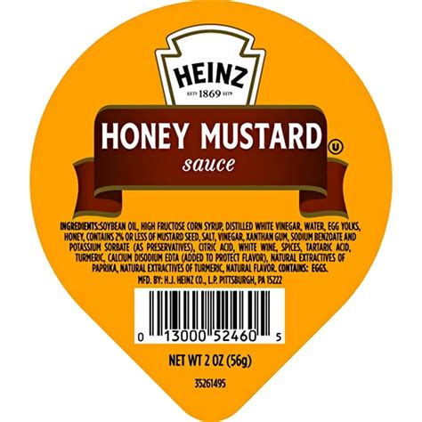Heinz Honey Mustard Single Serve Dipping Sauce 60 Ct Pack 2 Oz