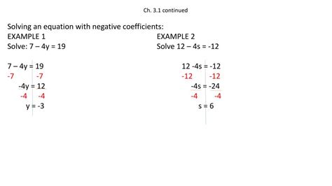 PPT Ch Continued Solving An Equation With Negative Coefficients EXAMPLE EXAMPLE