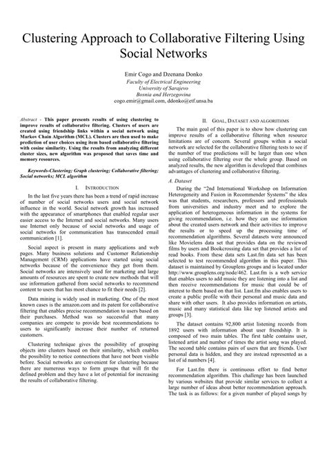Pdf Clustering Approach To Collaborative Filtering Using Social Networks