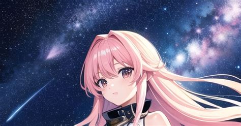 Ai 桃色長髪女子四頭ひたりの夜の海 日向あすかのイラスト Pixiv