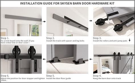 Skysen 4ft Heavy Duty Sliding Barn Door Hardware Single Track Bypass Double Door Kit