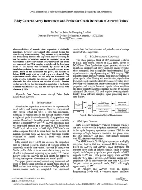 eddy current array instrument and probe for crack detection of aircraft