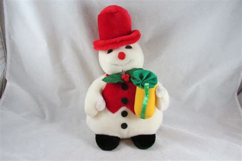 Plush Snowman Holiday Toy Christmas Decor Quality Product Vintage 14 Inch Etsy