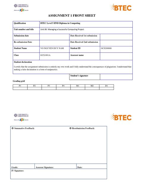 Vo Nguyen Duy Nam Gcs200888 Unit 06 Assignment 1 Frontsheet Pdf