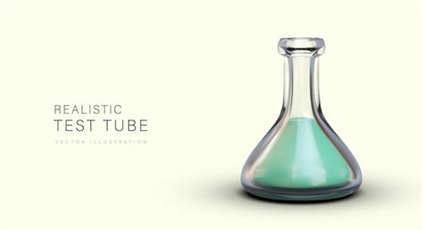 Premium Vector Glass Triangular Flask With Green Liquid Realistic