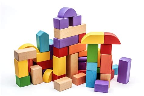premium photo colorful wooden building blocks form intricate