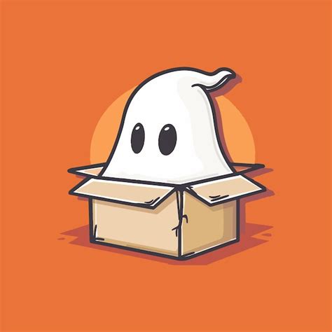 Premium Vector Halloween Themed Cute Ghost Hiding In Box Vector