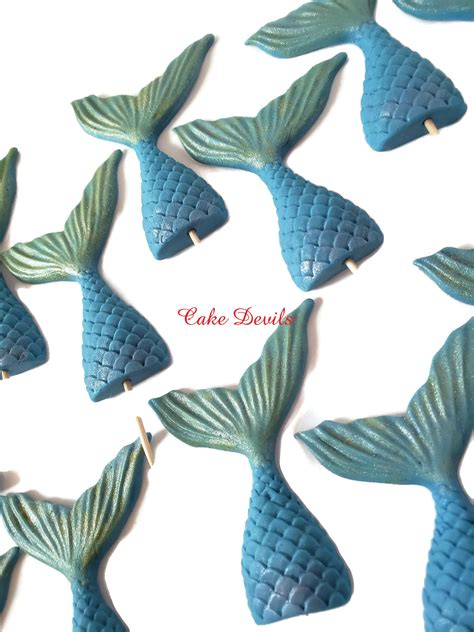 Mermaid Tails Fondant Cupcake Toppers Under The Sea Cupcake Etsy