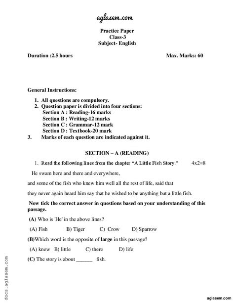 Download Cbse Class 3 English Printable Worksheet 202