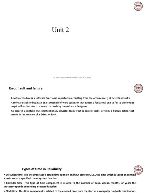 Unit 2 Software Reliability Sr Pdf Pdf Reliability Engineering