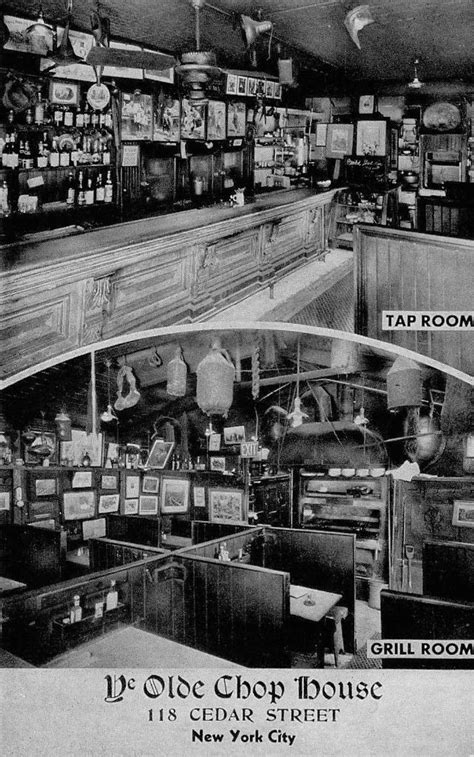 New York City Ye Olde Chop House Bar Restaurant Interior C1940s Vintage