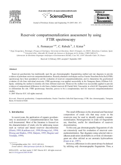 Pdf Reservoir Compartmentalization Assessment By Using Ftir Spectroscopy